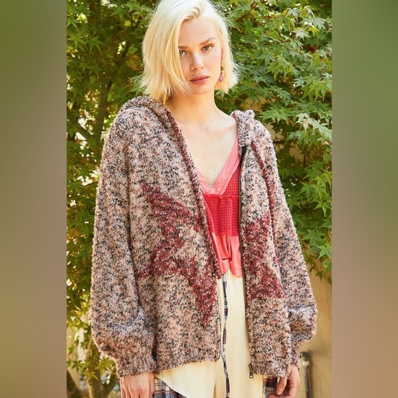 POL | Tops | New Pol Star Pattern Knit Oversized Hooded Sweater | Poshmark